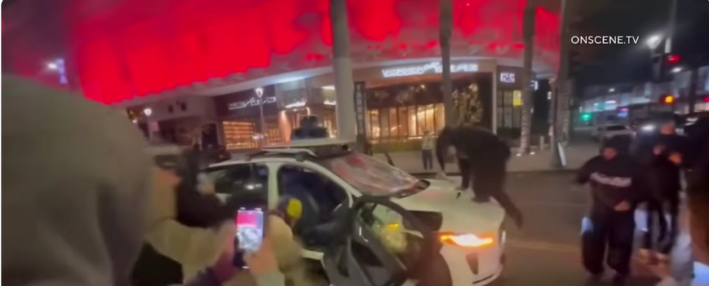 Empty Waymo Self-Driving Car Vandalized by Vandals in Beverly Hills ...